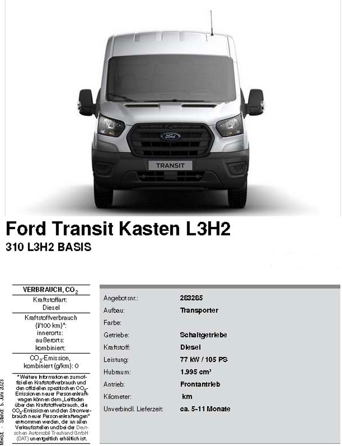 FORD-Transit-L3H2-Kasten-Transporter-Deutsche Neuwagen-Rabatt,